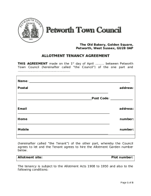 TENANCY AGREEMENT FOR ALLOTMENT ... - Petworth Town Council Doc ...