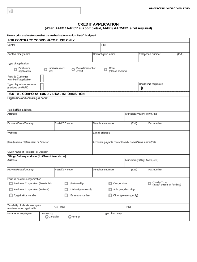 Fillable Online AAFC / AAC5119-E. Credit Application Fax Email Print - pdfFiller