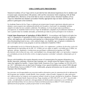 Fillable Online USDA Civil Rights Complaint Procedure/Form - Lunches ...