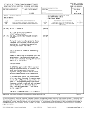Fillable Online Plan of Correction -dohPlan of Correction -dohCLINICAL ...