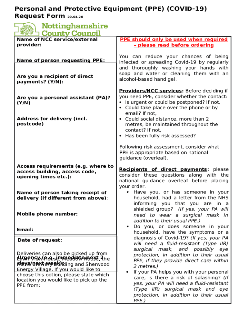Personal protective equipment (PPE) for the health ... Doc Template ...