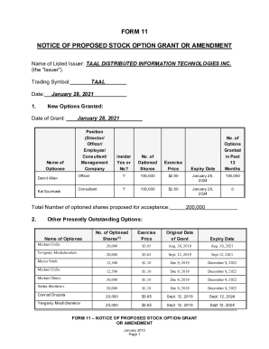 Fillable Online webfiles.thecse.com Form11-NoticeofStockFORM 11 NOTICE ...