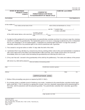 Fillable Online PC 686, Consent By Parent/Indian Custodian to ...
