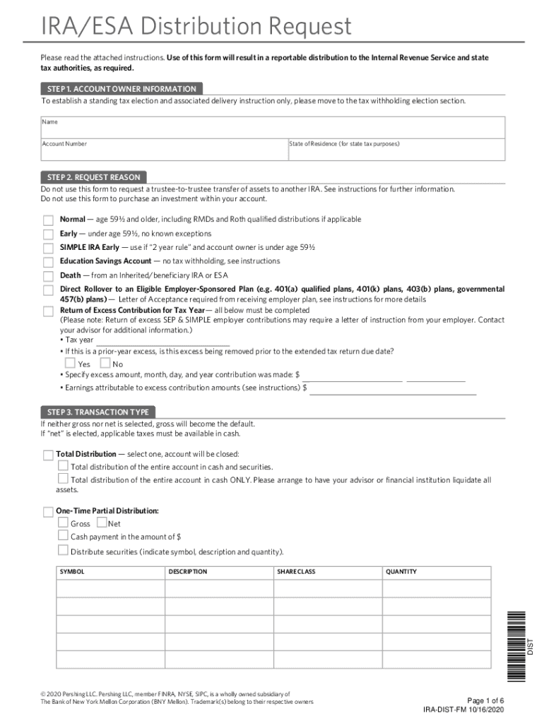 Fillable Online IRA/ESA Distribution Request - IRADIS Fax Email Print ...