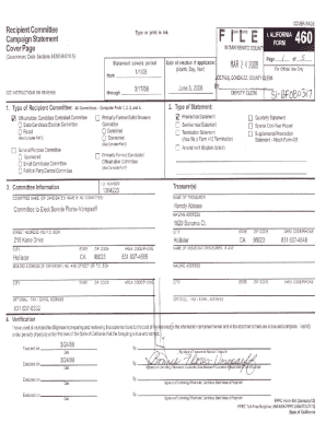 Fillable Online Fillable Online Form 460 (Campaign Statement) for Eric ...