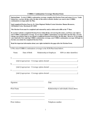 Fillable Online COBRA Election Form EDLG - Oklahoma Fax Email Print ...