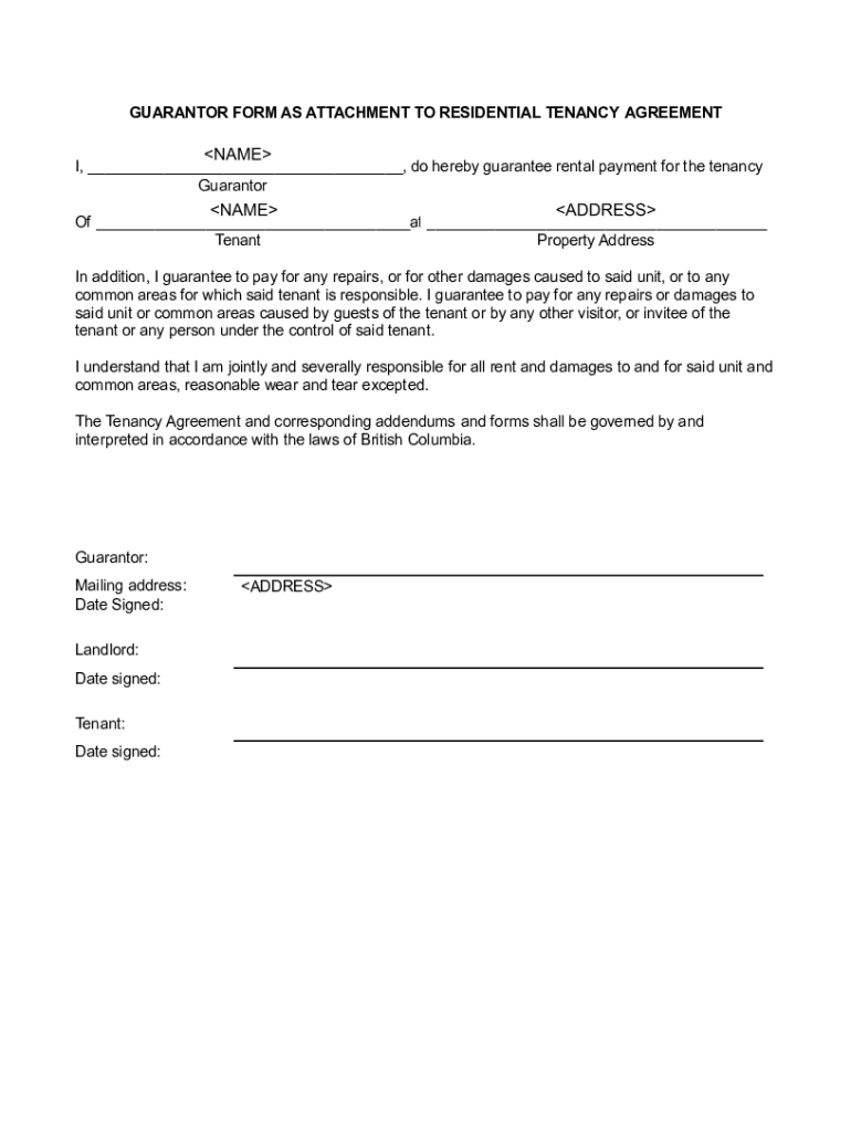 Fillable Online Get the free guarantor lease form - pdfFiller Fax Email ...