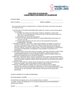 Fillable Online Spanish Telemedicine Patient Consent Form.docx Fax ...