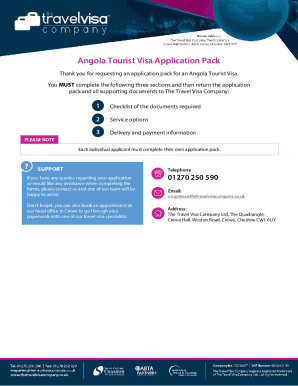 Fillable Online Angola Tourist Visa Application Pack Fax Email Print ...