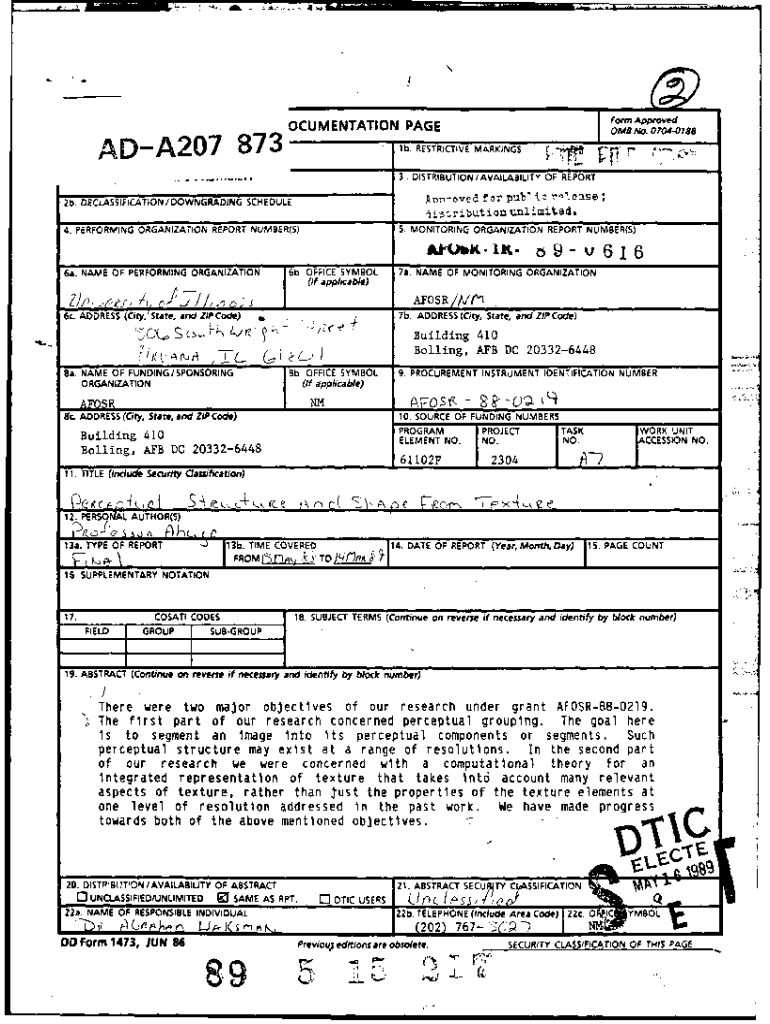Fillable Online apps.dtic.mil sti pdfsForm Approved A D-A207 873 Fax ...