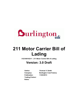Fillable Online 211 Motor Carrier Bill of Lading Functional Group IDBL ...