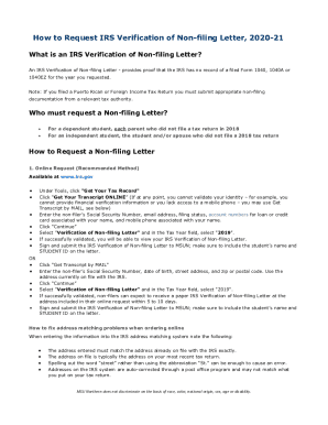 Fillable Online IRS Verification of Nonfiling Letter: How To Request ...