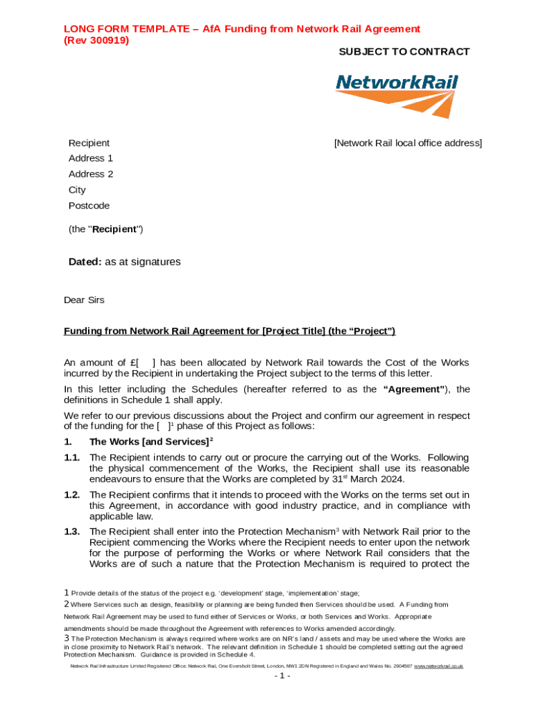 Funding from Network Rail Agreement (FFNRA) CP6 AfA (long-) Current ...