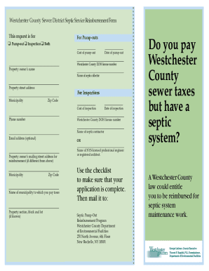 Fillable Online Septic Reimbursement Form - health.westchestergov.com Fax Email Print - pdfFiller