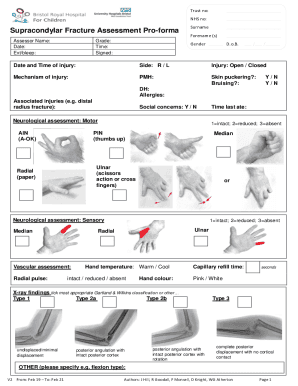 Supracondylar Fracture Assessment Pro forma Blank Fillable Template Supracondylar Fracture Assessment Pro forma Blank Fillable Template