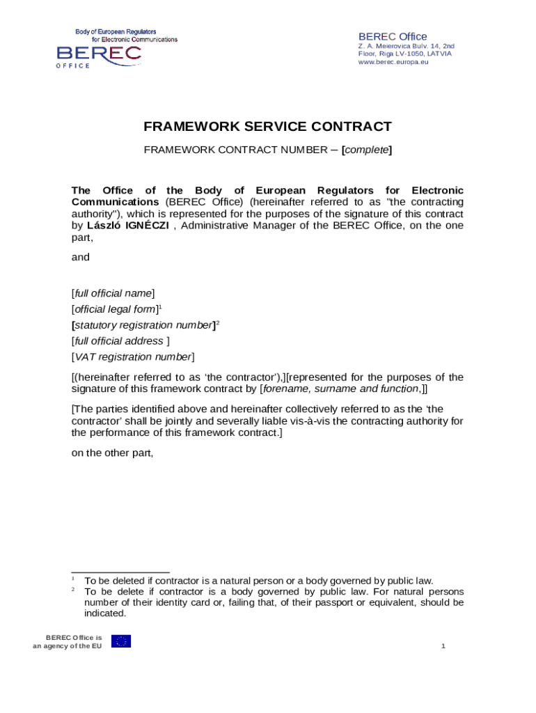 Multiple Framework Contract in Cascade for the Provision of ...