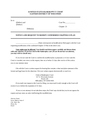 Debtor Chapter 13 NOTICE AND ... - United States Courts Doc Template ...