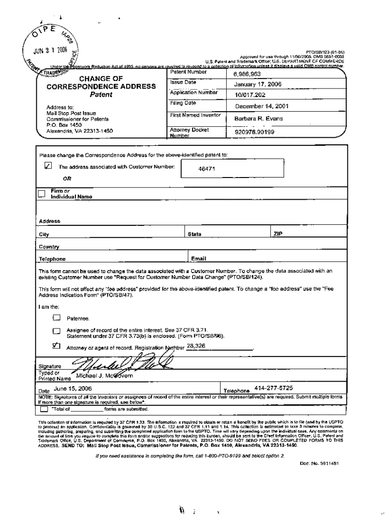 Fillable Online PTO/SB/81 Approved OMB Trademark US DEPARTMENT COMMERCE ...