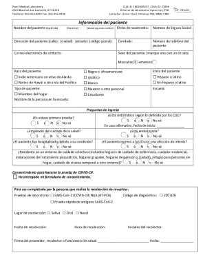 Fillable Online SPANISH - Covid Testing - OCS Patient Information Form ...
