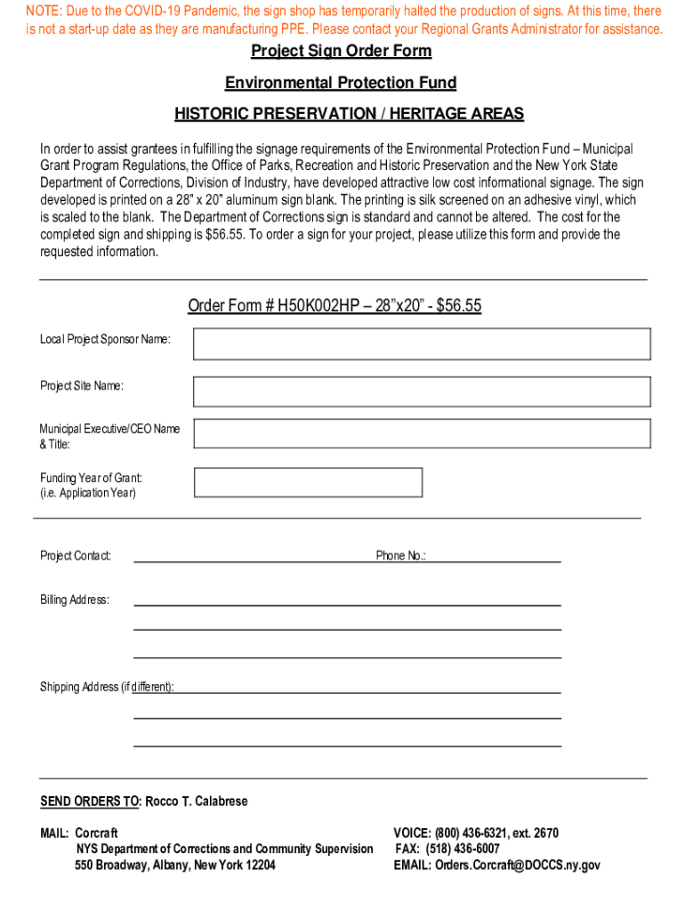 Fillable Online parks ny Order Form (pdf) - New York State Parks ...