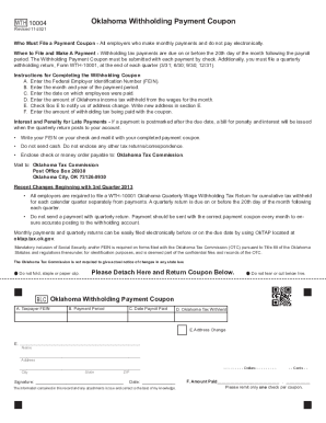 Fillable Online Form WTH-10004 Oklahoma Withholding Payment Coupon Fax ...