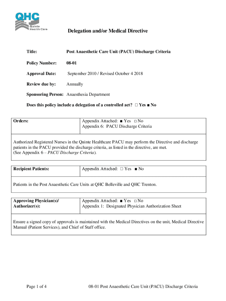 Fillable Online Extended Post Anaesthetic Care in PACU During COVID-19 ...
