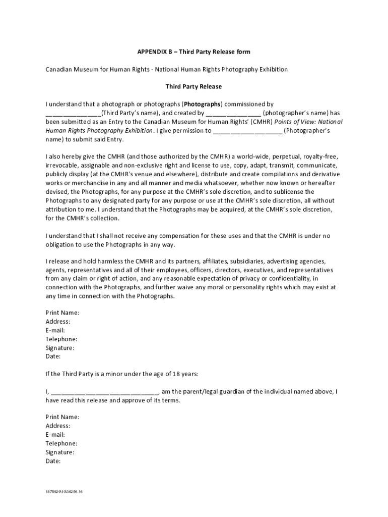 Fillable Online APPENDIX BThird Party Release form Fax Email Print ...