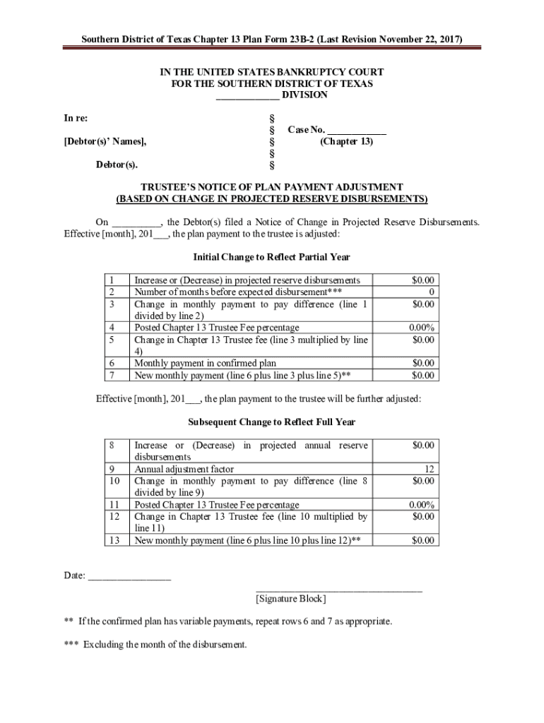 Fillable Online Southern District of Texas Chapter 13 Plan Form 23A ...