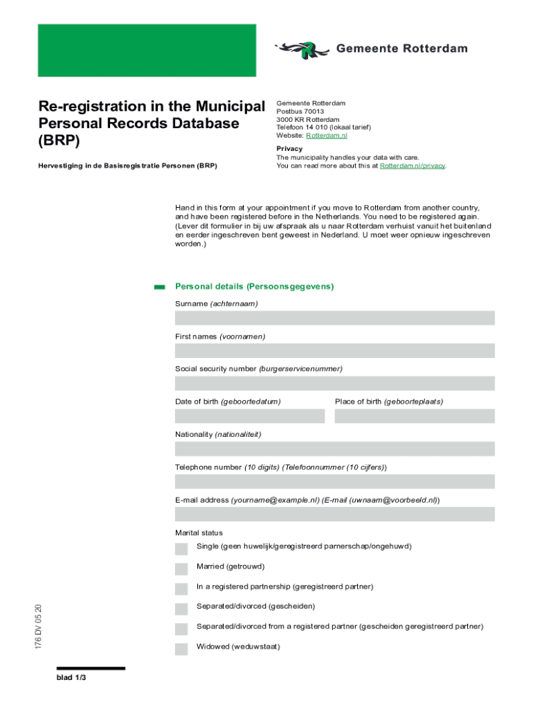 Fillable Online Re-registration in the Municipal Personal Records ...