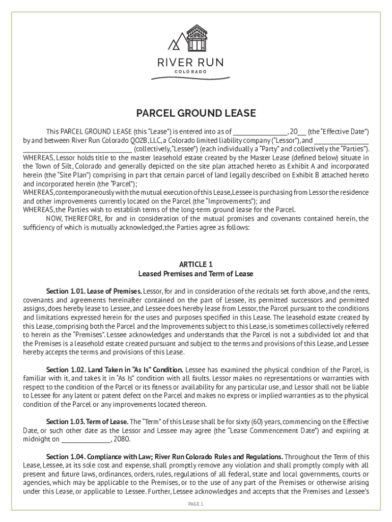 Fillable Online Fillable Online THIS GROUND LEASE AGREEMENT (the Lease ...