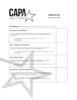 Fillable Online Application Form - CAPA College (Creative and ...