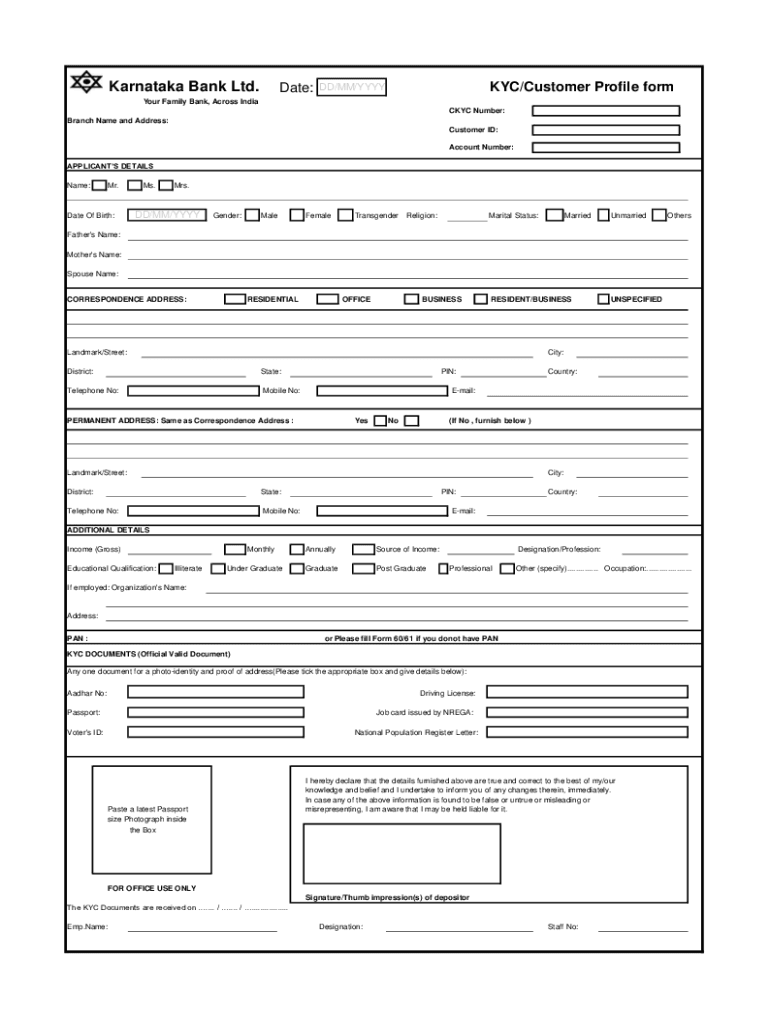 Kyc Form Bank Of India Pdf Download - Fill Online, Printable, Fillable, Blank | pdfFiller