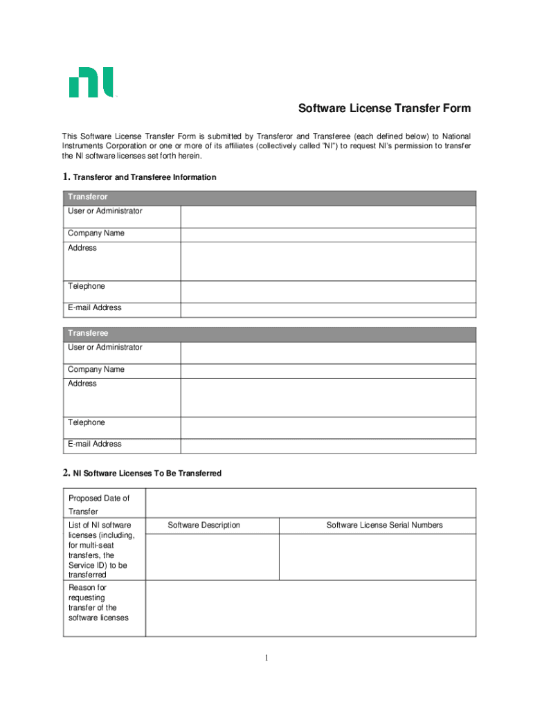 Fillable Online Software Subscription Program Membership Transfer Form ...