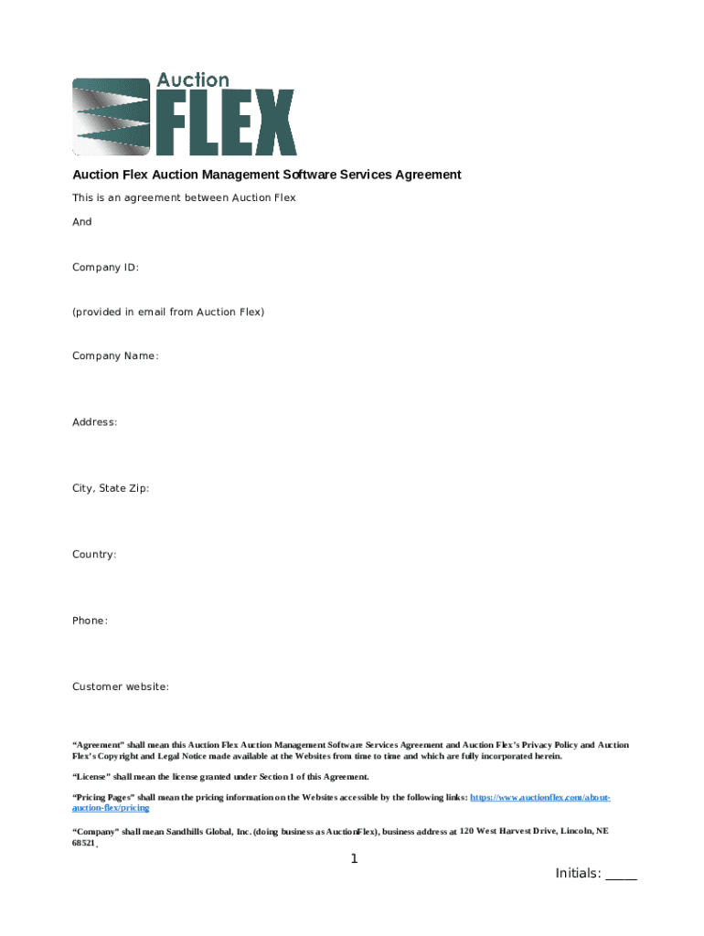 Auction Flex Services Agreement Sample ContractsLaw Insider Doc ...