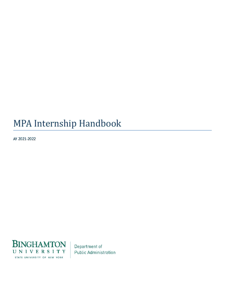 Fillable Online Fillable Online binghamton MPA Internship Handbook AY ...