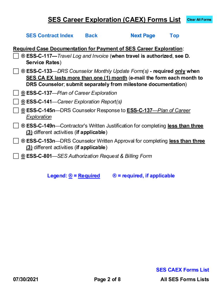 Fillable Online SES Career Exploration Forms List SES Internship Forms ...