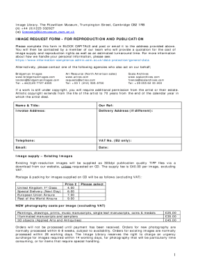 Fillable Online IMAGE REQUEST FORM - FOR REPRODUCTION AND Fax Email Print - pdfFiller