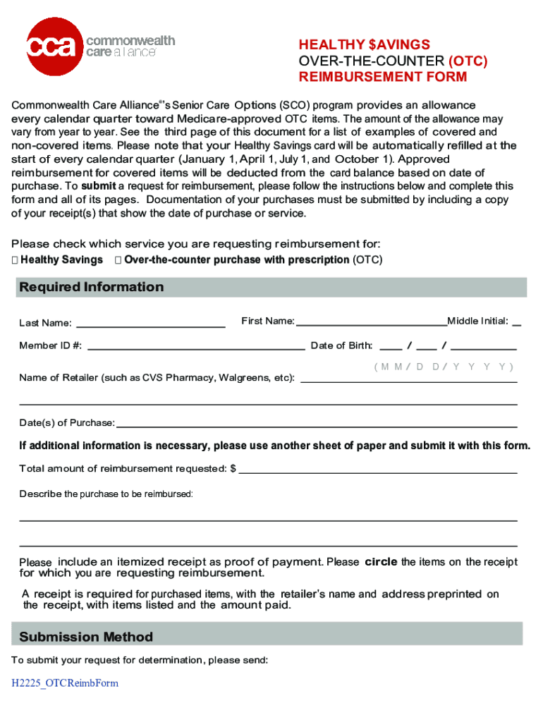 Fillable Online SCO-Over-The-Cunter Drugs (OTC) Reimbursement Form Fax ...