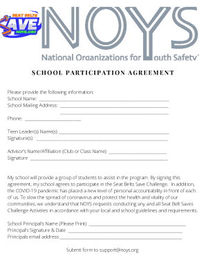 Fillable Online SCHOOL PARTICIPATION AGREEMENT Fax Email Print - pdfFiller