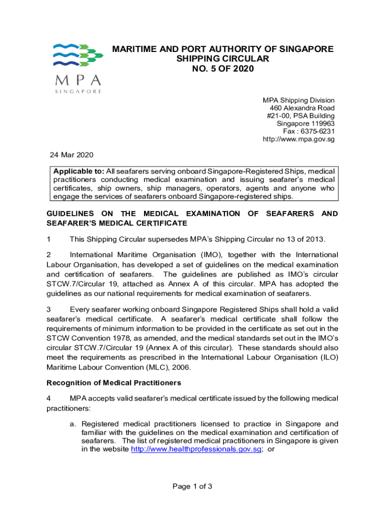 Fillable Online Port Marine Circulars - Maritime and Port Authority of ...