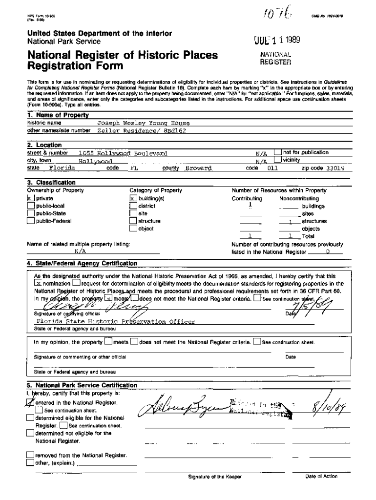 Fillable Online Get the free NFS Form 10-900 United States ...