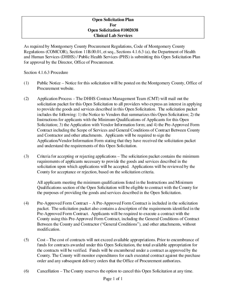Fillable Online Fillable Online Open Solicitation Plan - Montgomery ...