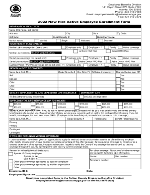 Fillable Online employee enrollment form - kocuty.com Fax Email Print ...