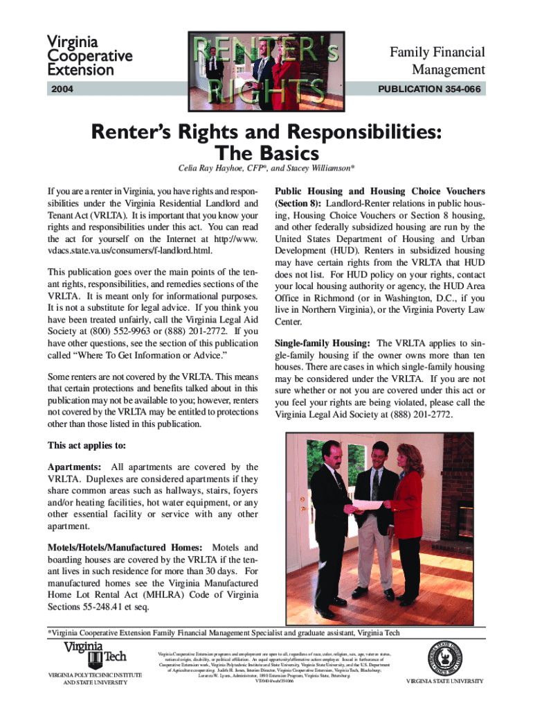 Fillable Online Renters Rights and Responsibilities: The Basics Fax ...