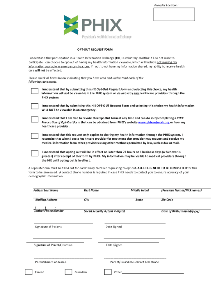 Fillable Online www.phixnetwork.org201703OPT-OUT REQUEST FORM not Fax ...