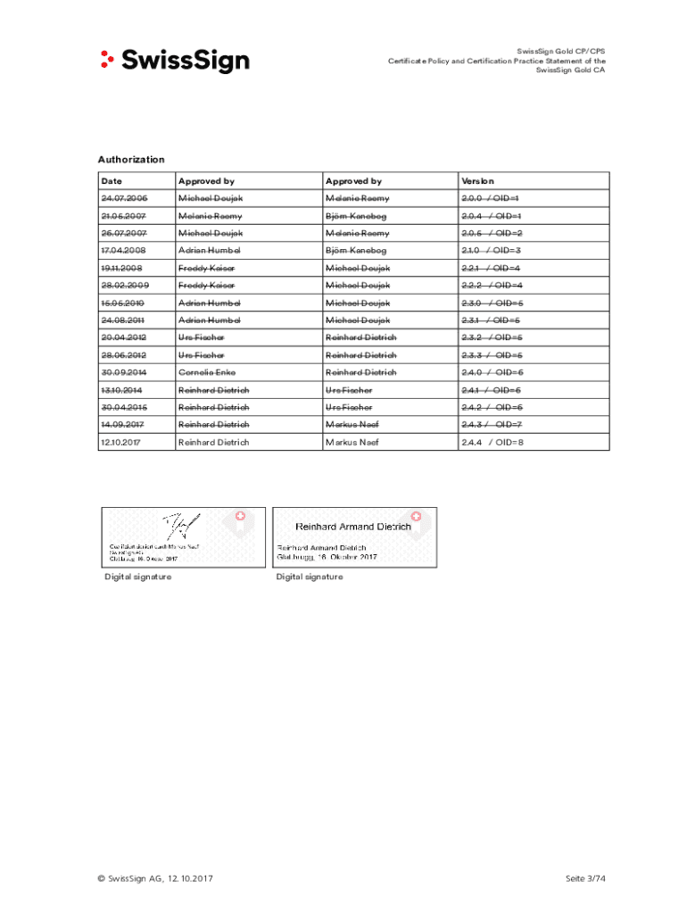 Fillable Online SwissSign Certificate Policy and Certification Practice ...