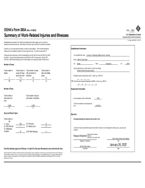 Fillable Online OSHA's Form 300A (Rev. 01/2004 ... - ehs.washington.edu ...