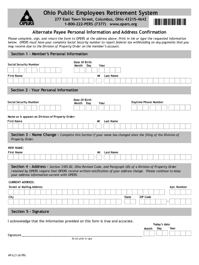 Fillable Online OHIO PUBLIC EMPLOYEES RETIREMENT SYSTEM 277 EAST TOWN ...