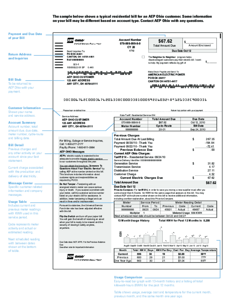 Fillable Online Ohio Sample Aep Bill - Fill Online, Printable, Fillable ...