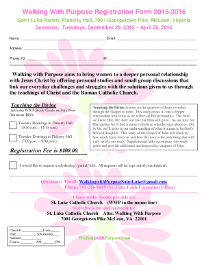 Fillable Online Fillable Online Walking With Purpose Registration Form ...